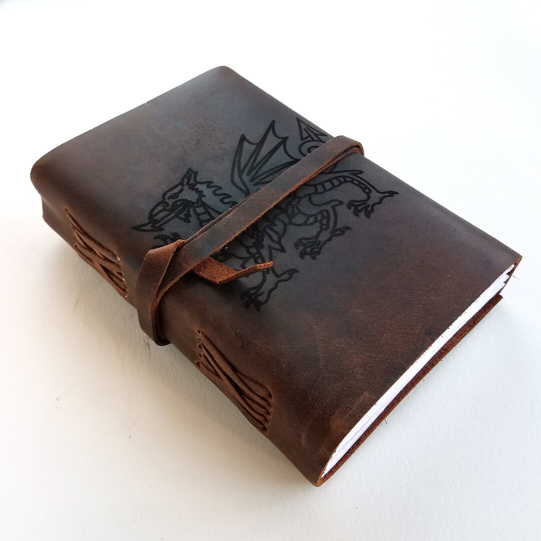 Welsh Dragon Leather Journal, Free Personalization 5" X 7" Blank ...