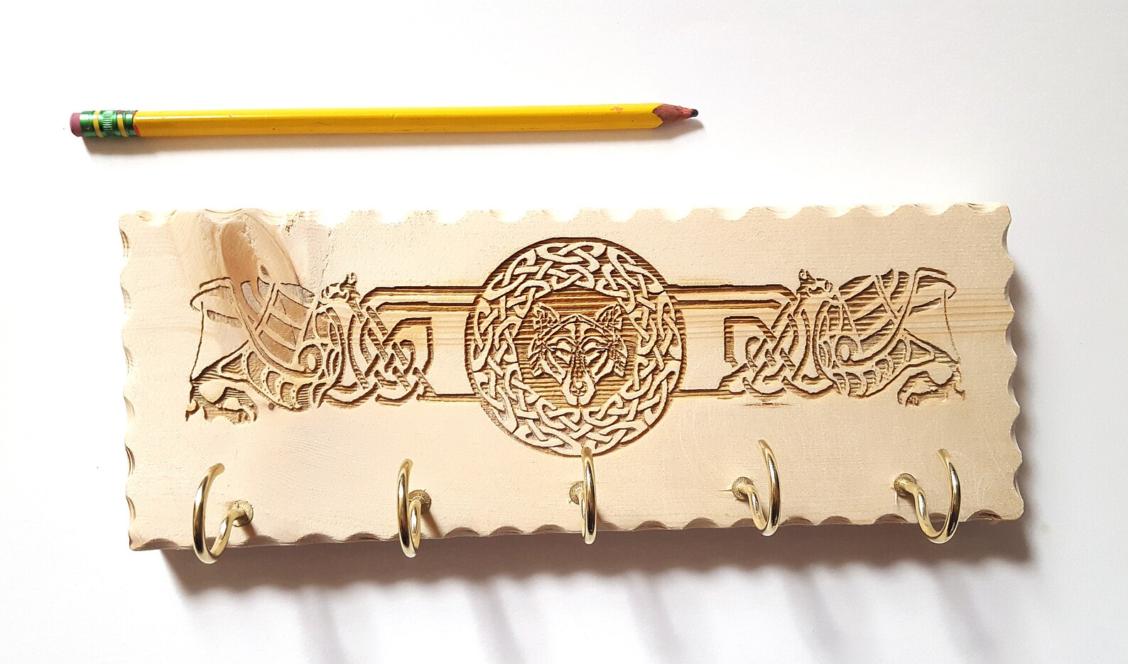 Decorative Celtic Wolf Key Hanger Wooden Wall Mounted Hook - Etsy