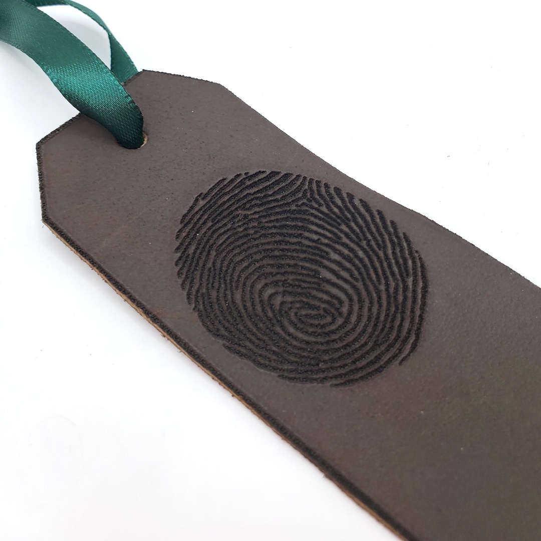 Custom Made Fingerprint Leather Bookmark, Personal Momento Gift With ...