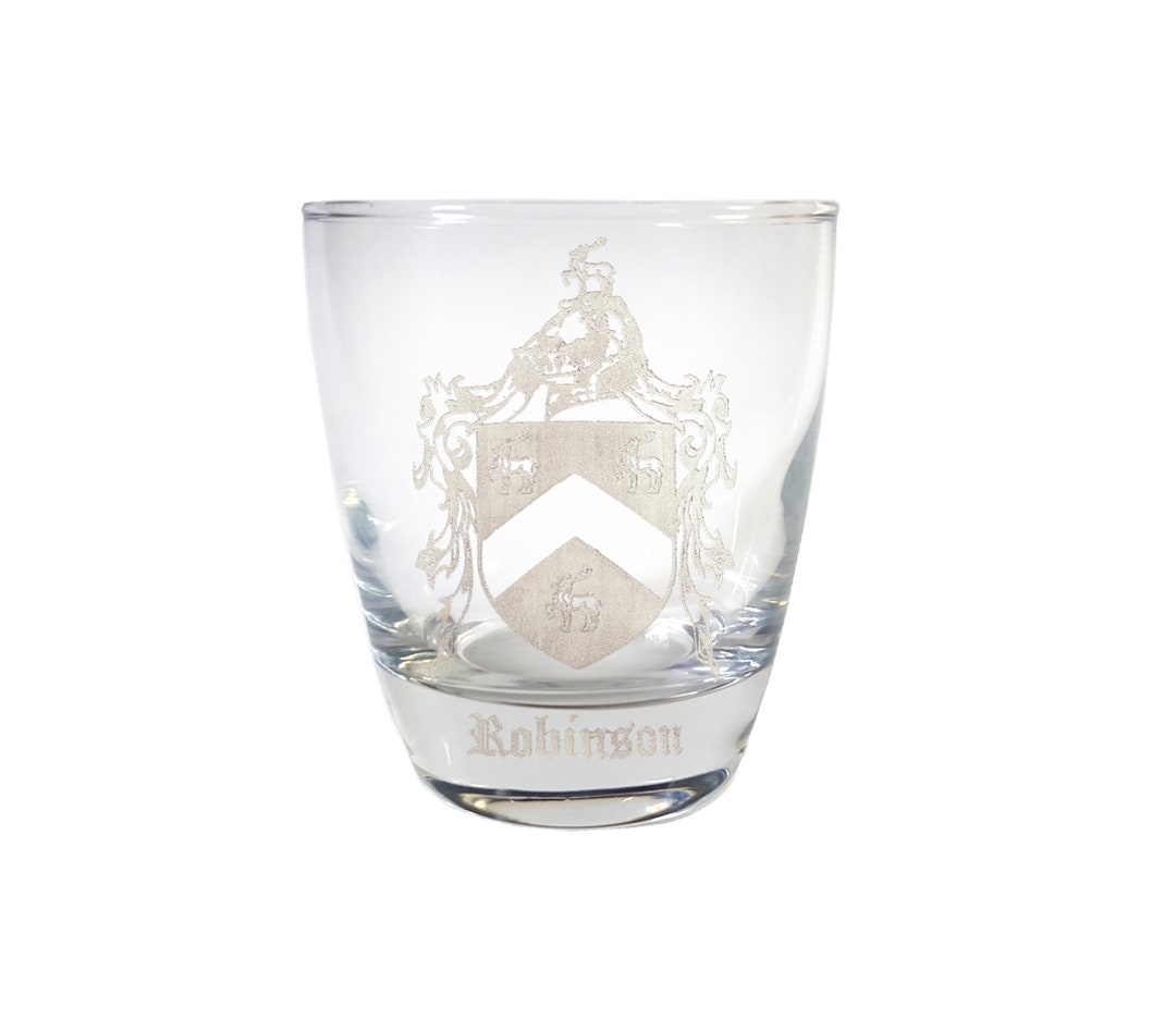 Robinson English Family Coat of Arms Clear Lowball Rocks Glass 10oz ...