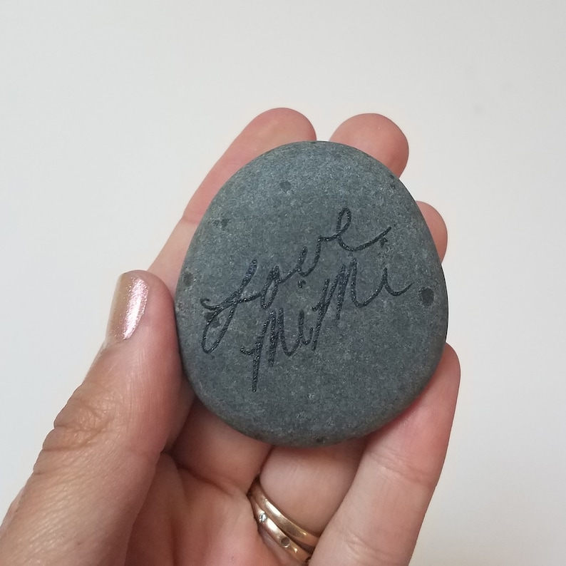 Actual Handwritten Signature Worry Stone, Custom Made Engraved Funeral ...