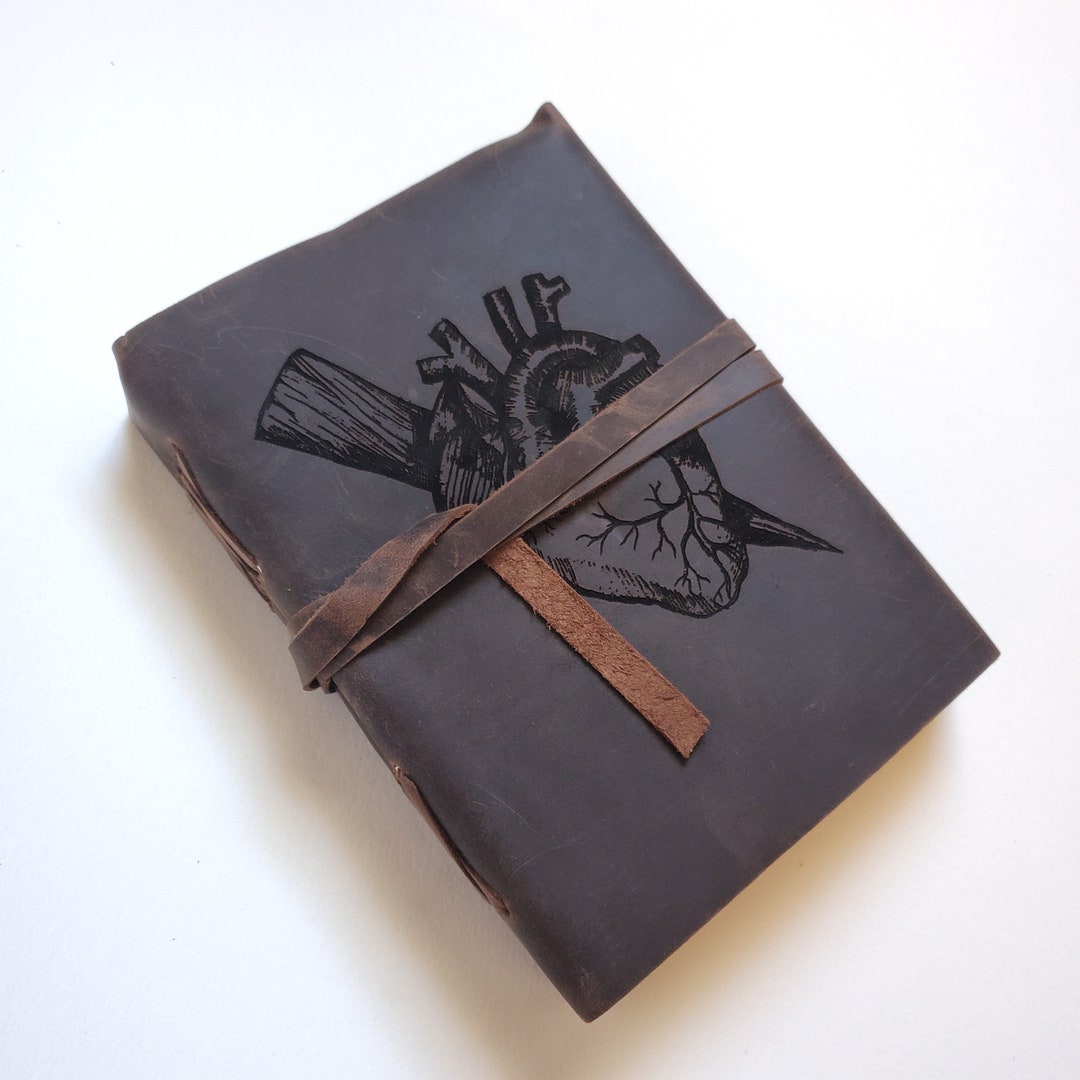 Anatomical Staked Heart Leather Journal, Free Personalization 5" X 7 ...
