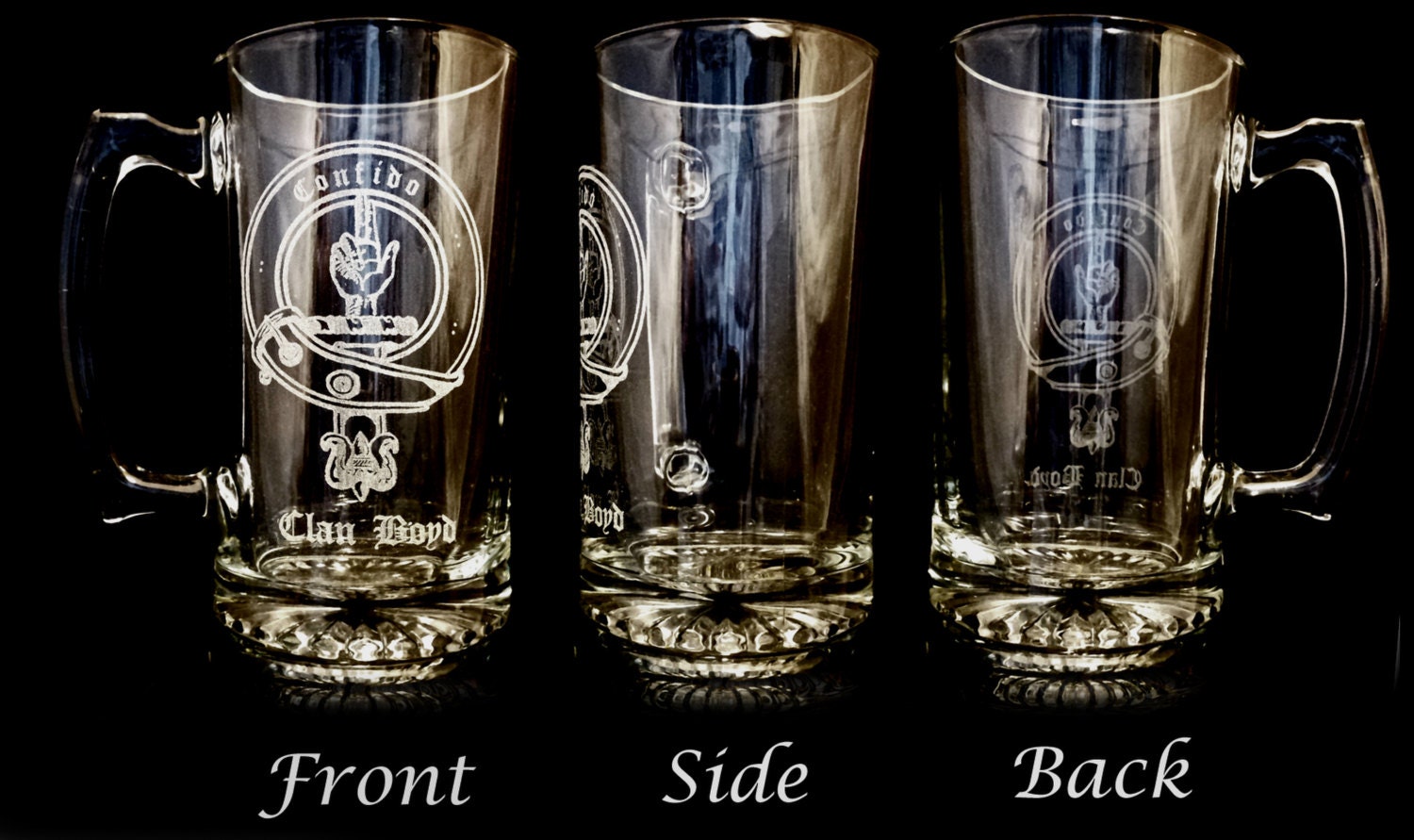 Clan Boyd Scottish Crest Stein Set of 4: Free Shipping & Personalized ...
