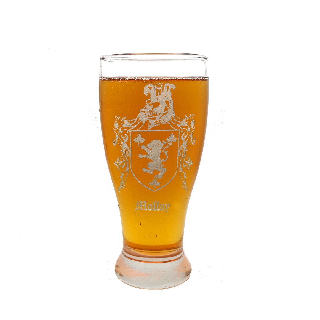 Molloy Irish Coat of Arms Pint Glass - Free Personalized Engraving - Etsy