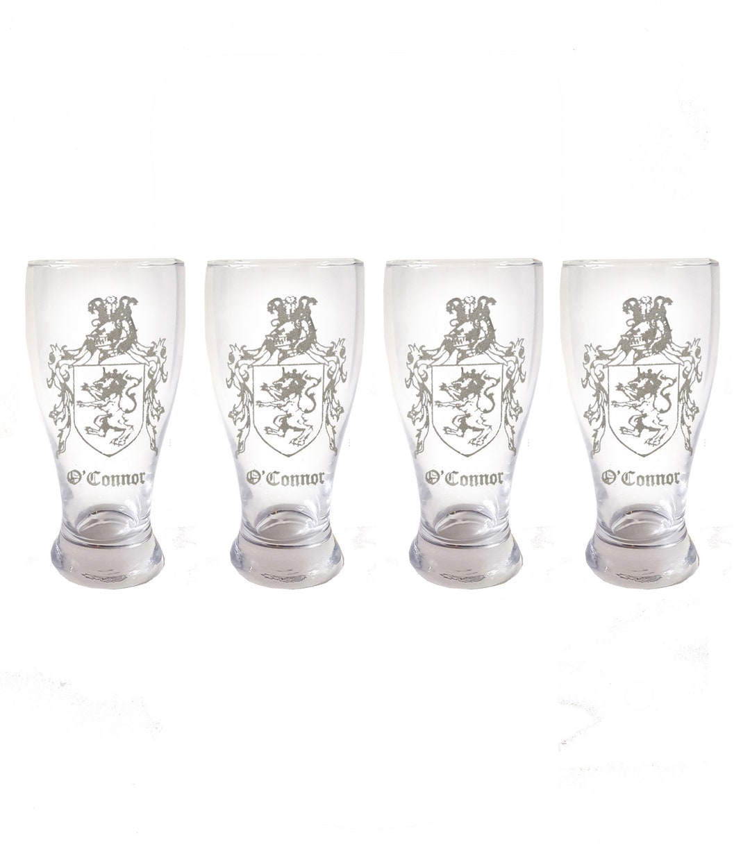 O'connor Irish Coat of Arms Pint Glass Set of 4 - Free Personalized ...
