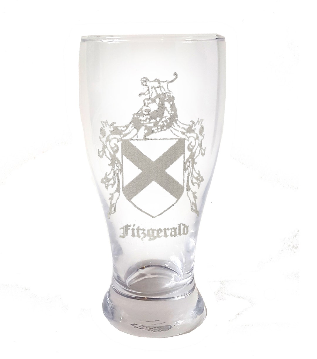 Fitzgerald Irish Coat of Arms Pint Glass - Free Personalized Engraving ...