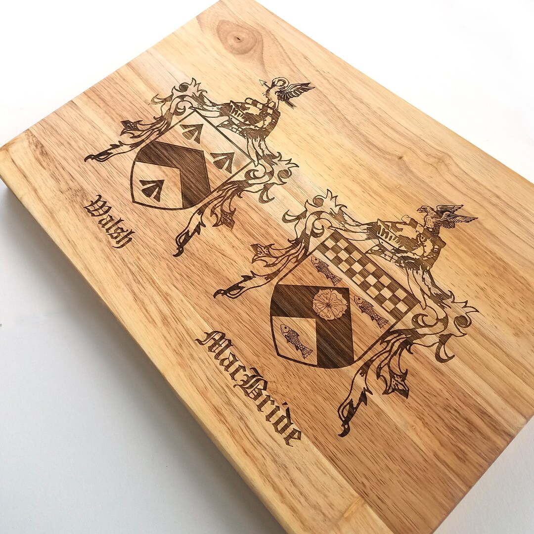 Custom Wedding Coat of Arms Butcher Block Cutting Board, Double Family ...