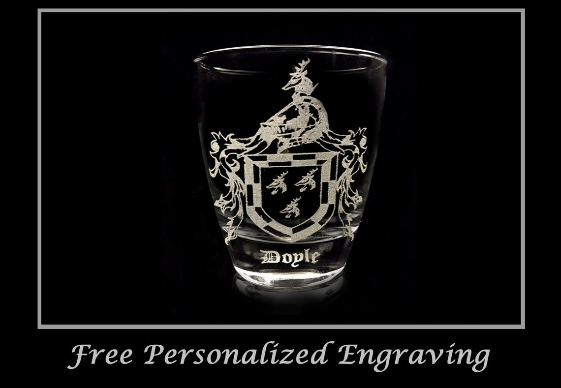 Doyle Irish Family Coat of Arms Clear Lowball Rocks Glass 10oz - Free ...