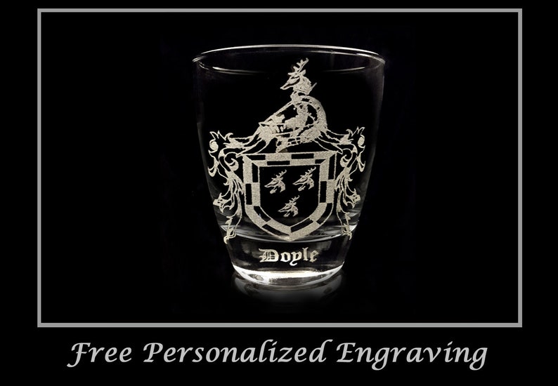 Doyle Irish Family Coat of Arms Clear Lowball Rocks Glass 10oz Set of 4 ...