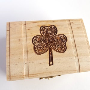 Irish Shamrock Small Wooden Box, Free Engraved Personalization - Etsy