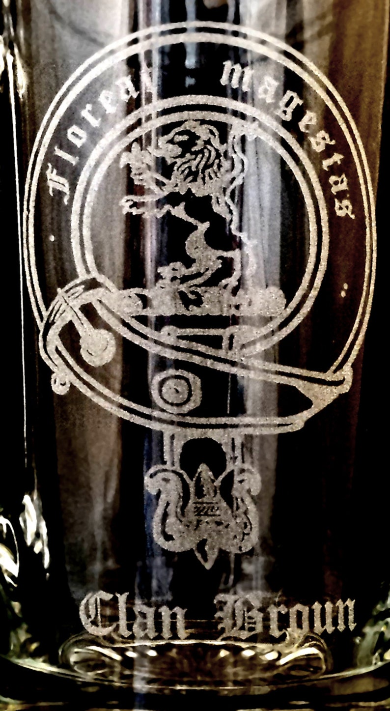 Clan Broun Scottish Crest Stein: Free Shipping & Personalized Engraving ...