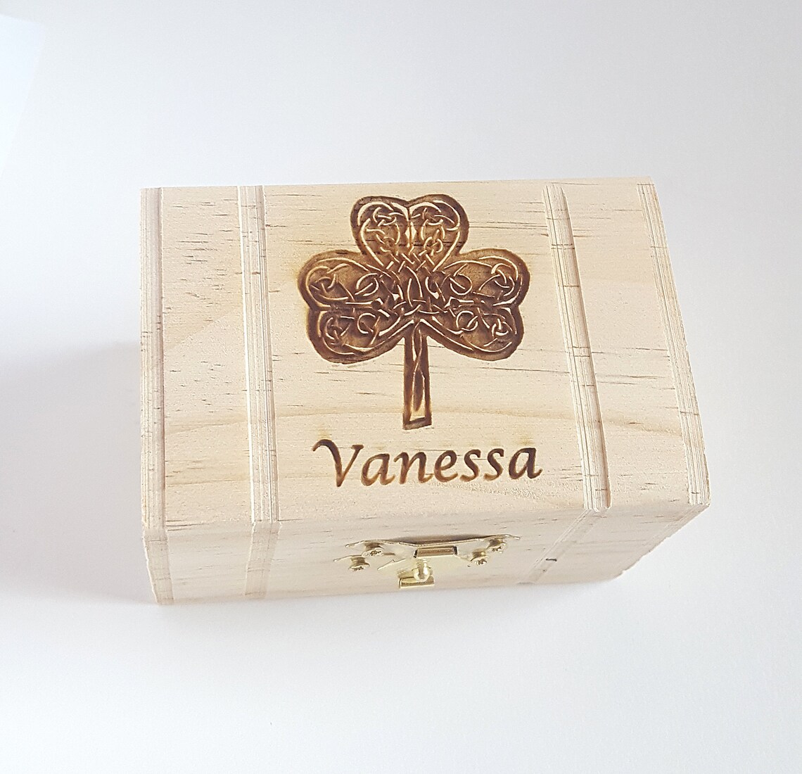 Irish Shamrock Small Wooden Box Free Engraved Personalization | Etsy