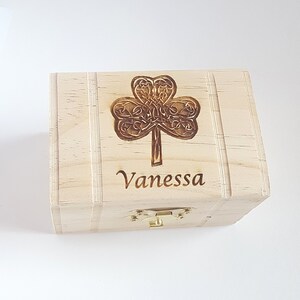 Irish Shamrock Small Wooden Box, Free Engraved Personalization - Etsy