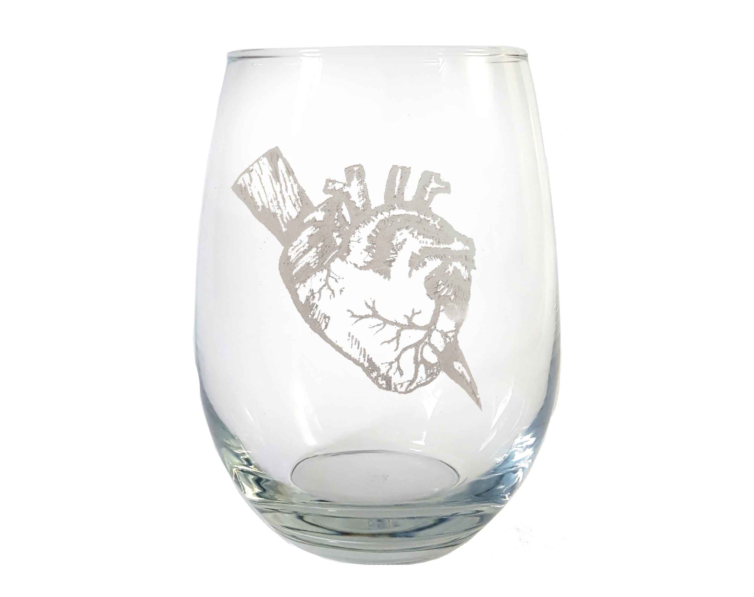Staked Vampire Heart Stemless Wine Glass Gothic Decor, Free Engraced ...