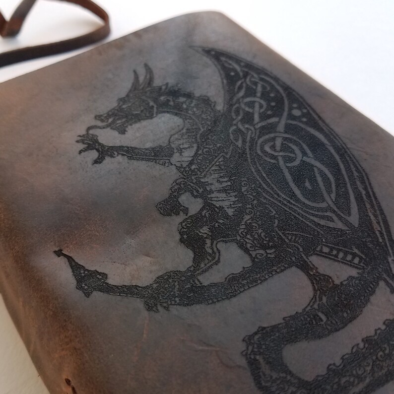 Celtic Dragon Leather Journal Free Personalization 5 X - Etsy