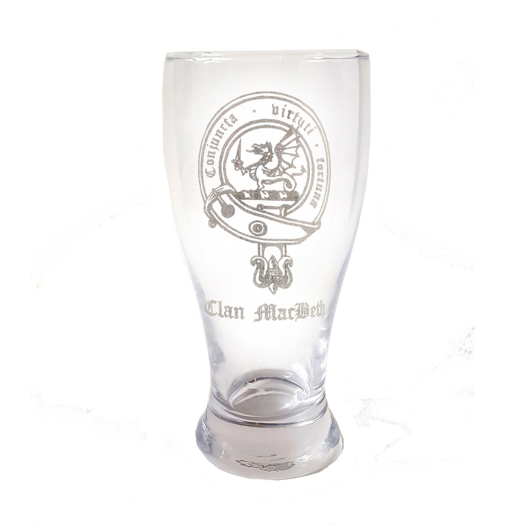 Macbeth Scottish Clan Crest Pint Glass Free Personalized Engraving ...