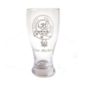 Macbeth Scottish Clan Crest Pint Glass Free Personalized Engraving ...
