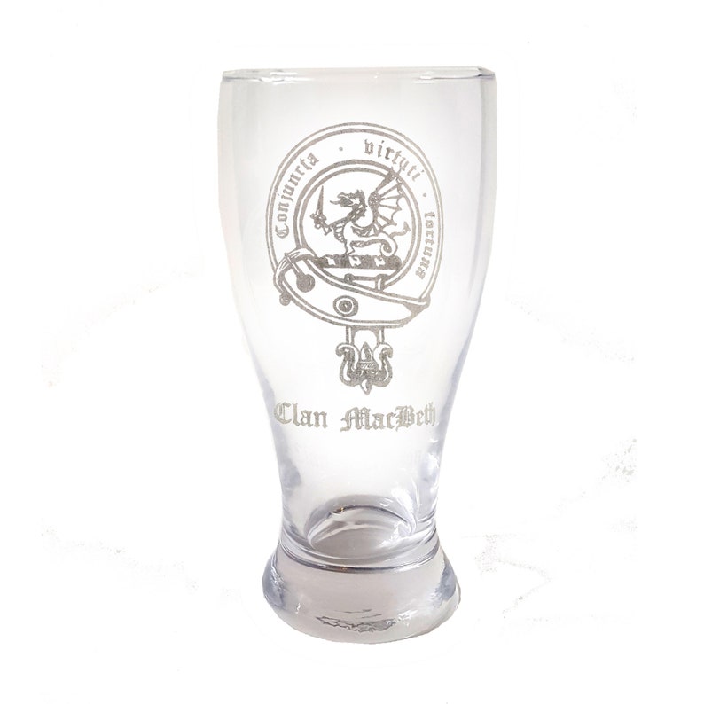 Macbeth Scottish Clan Crest Pint Glass Free Personalized - Etsy
