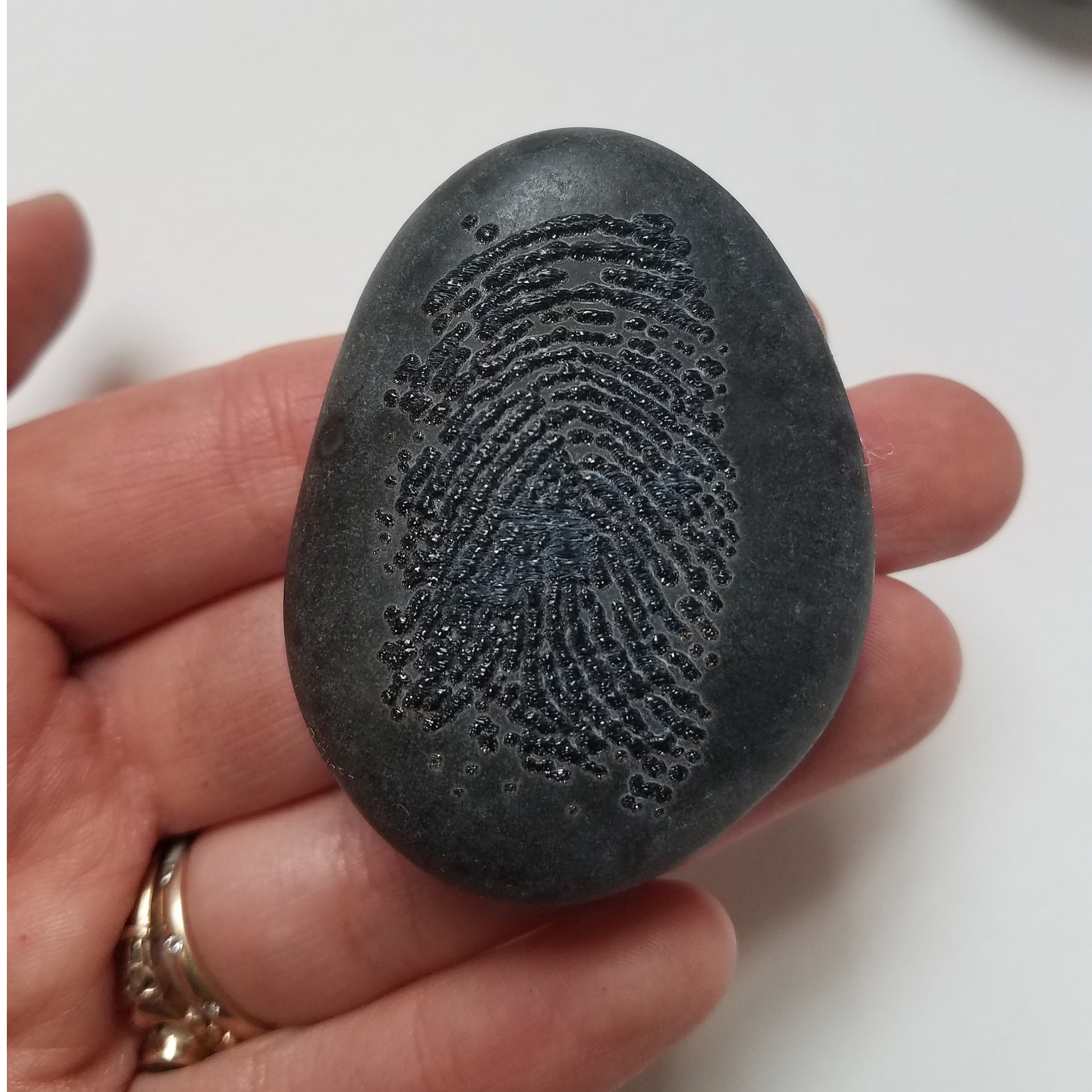 Custom Made Fingerprint Worry Stone Free Engraved | Etsy