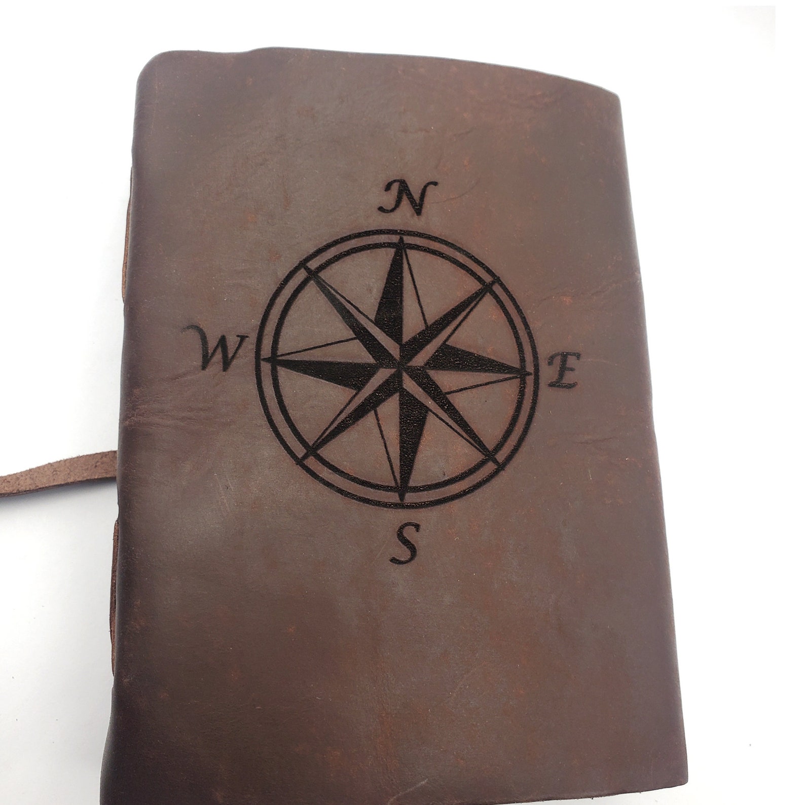 Compass Leather Journal, Free Personalization 5" X 7" Blank Travel ...