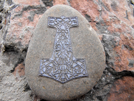Mjolnir Viking Worry Stone - Free personalized engraving, Thor's Hammer ...