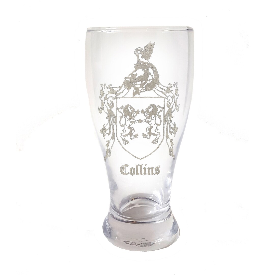Collins Irish Coat of Arms Pint Glass - Free Personalized Engraving ...