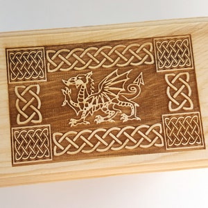 Dragon Latched Wooden Box : Free Engraved Personalization Celtic Welsh ...