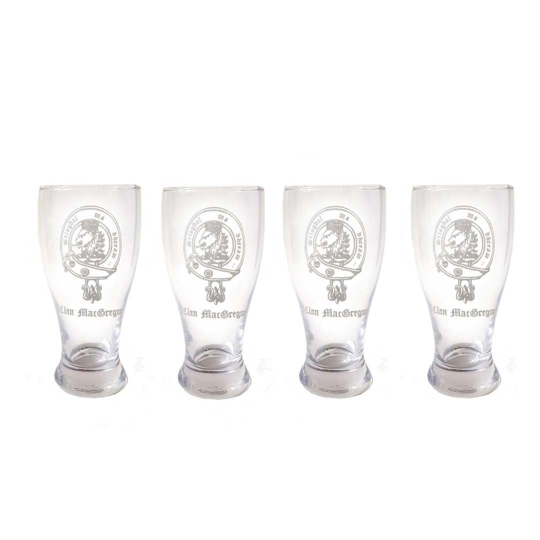Macgregor Scottish Clan Crest Pint Glass Set of 4 - Free Personalized ...