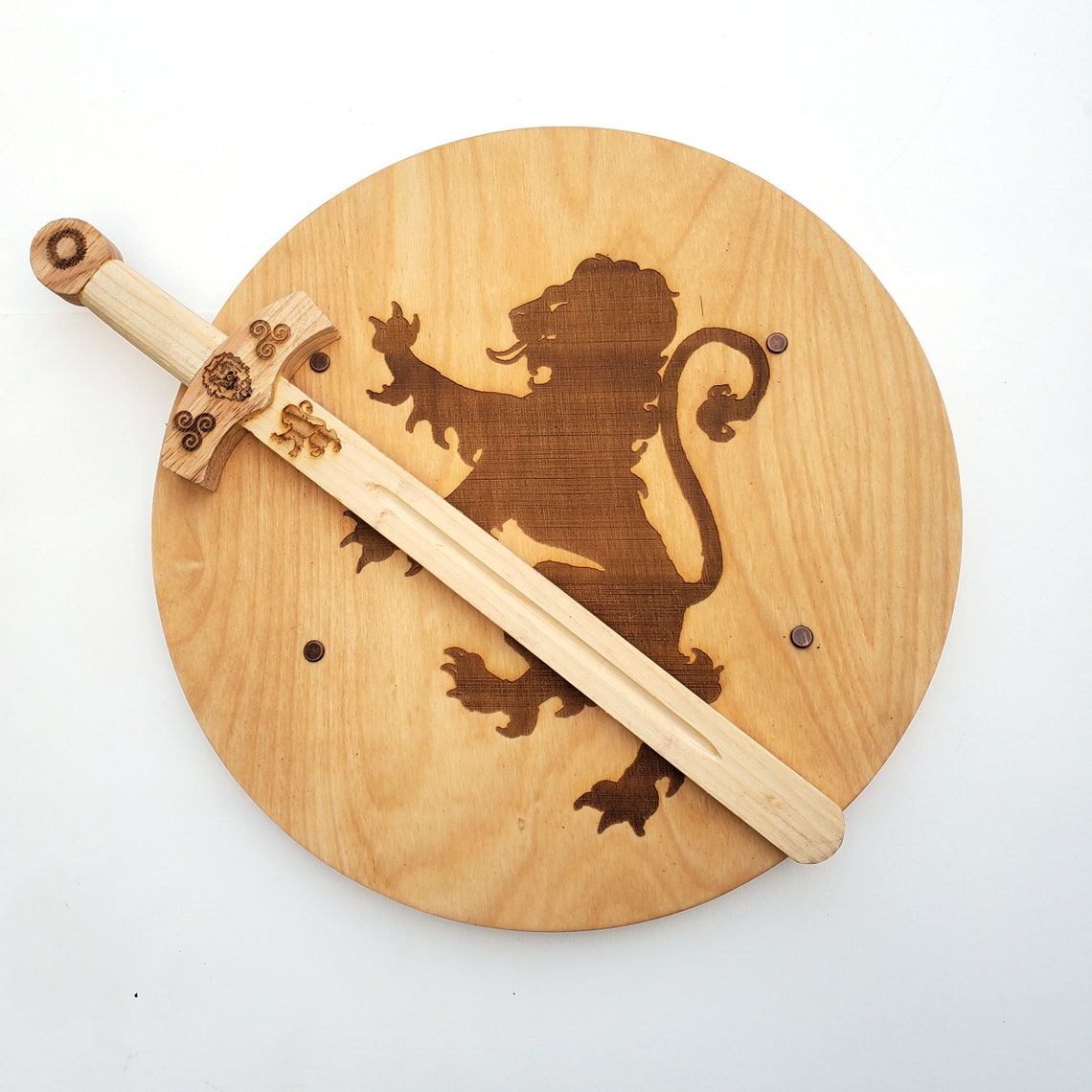 Lion Rampant Sword and Shield Wooden Set Free Name Engraving - Etsy
