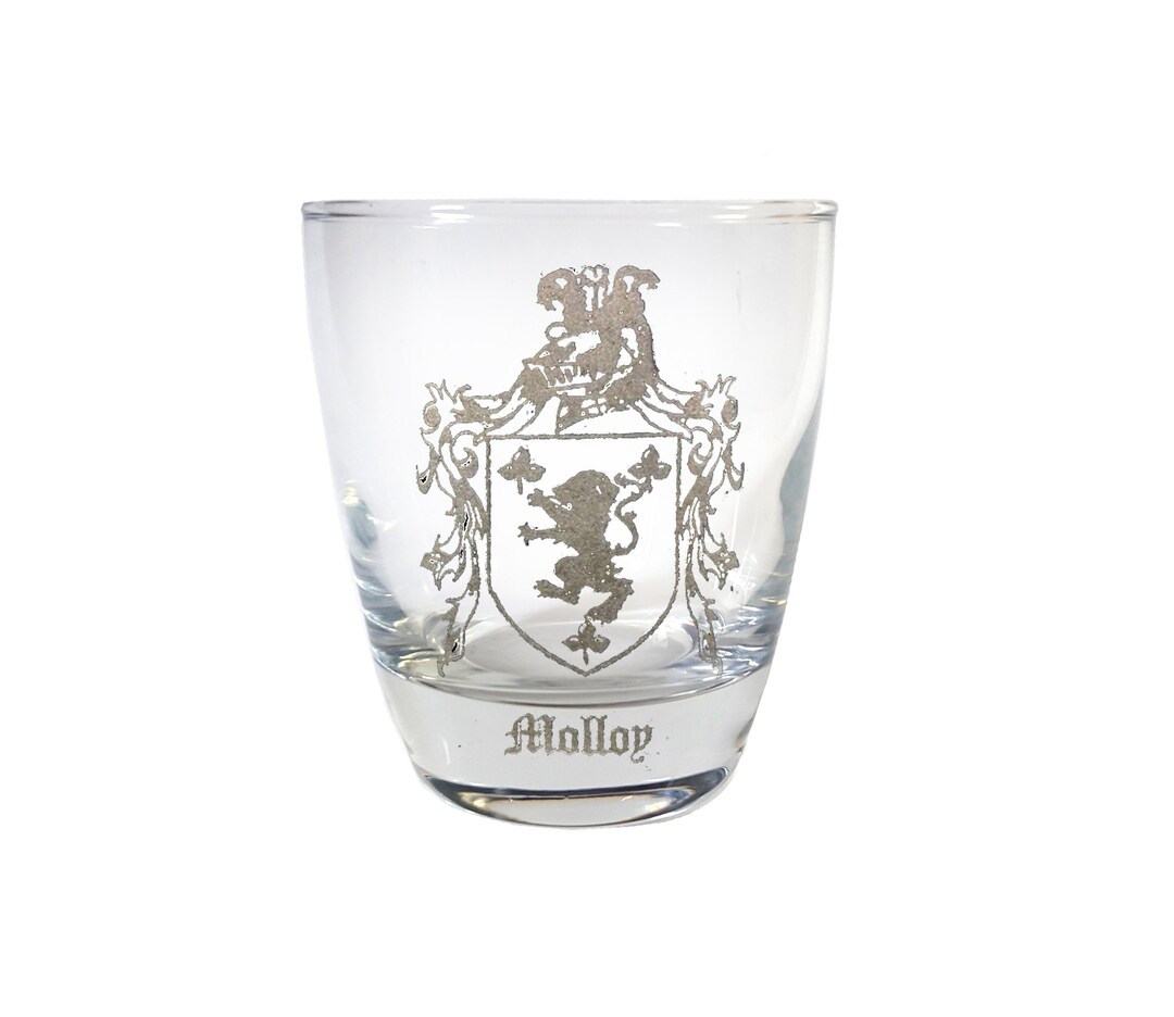 Molloy Irish Family Coat of Arms Clear Lowball Rocks Glass 10oz - Free ...