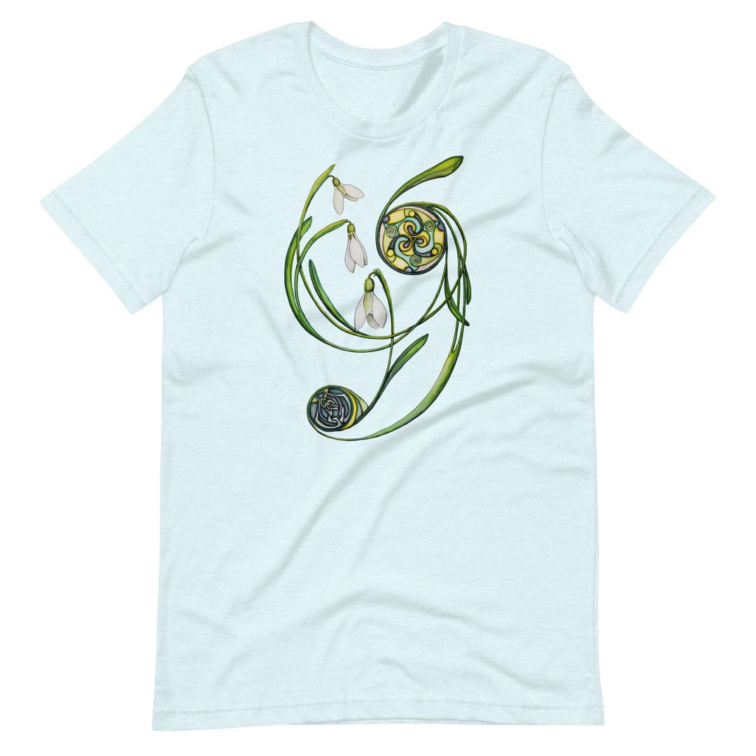 Snowdrop Flower Celtic Knot Unisex T-shirt, Nature Lover Botanical Art ...
