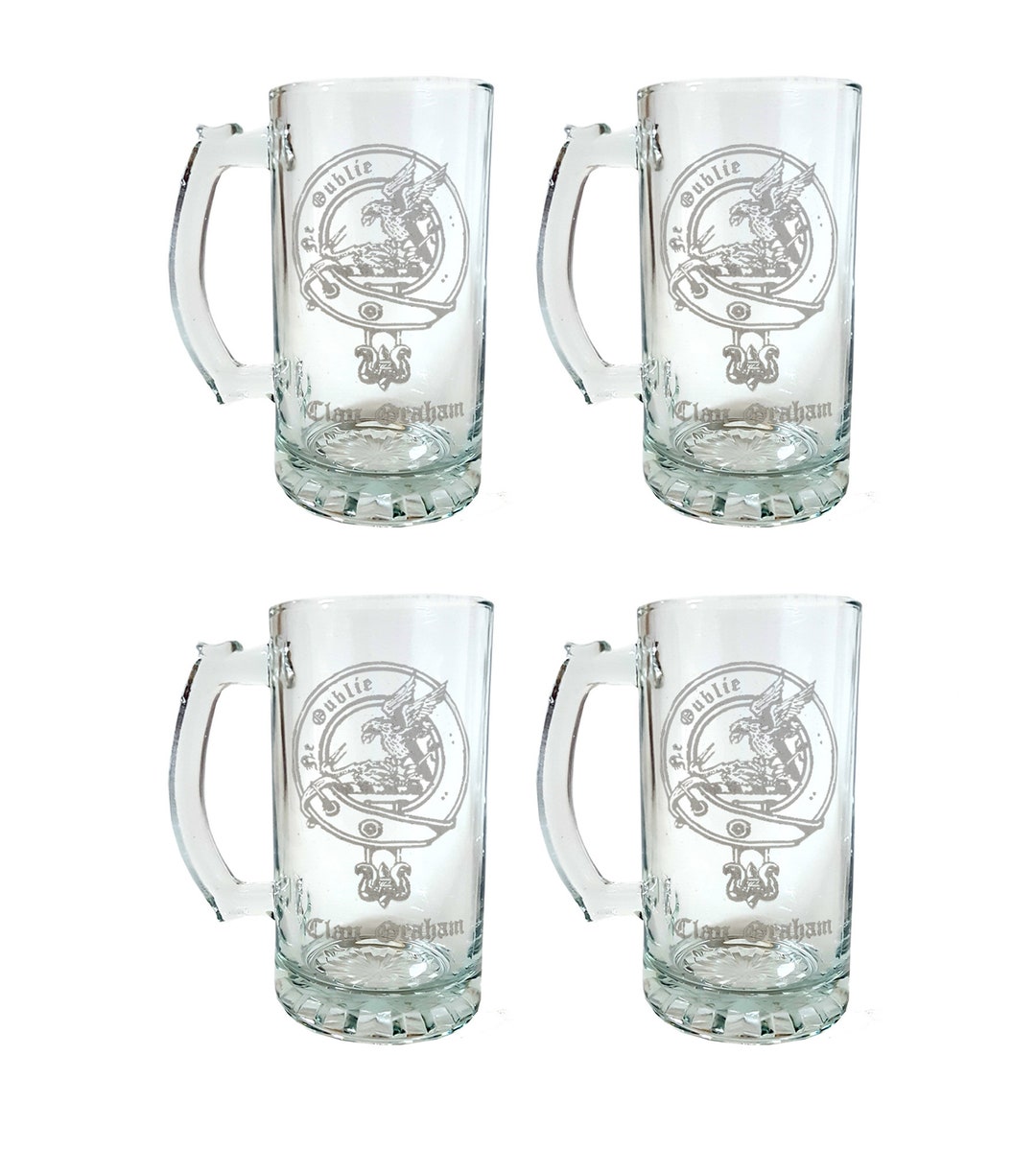 Clan Graham Scottish Crest Stein Set of 4: Free Shipping & Personalized ...