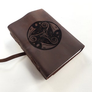 Celtic Triple Raven Design Leather Journal, Free Personalization 5" X 7 ...
