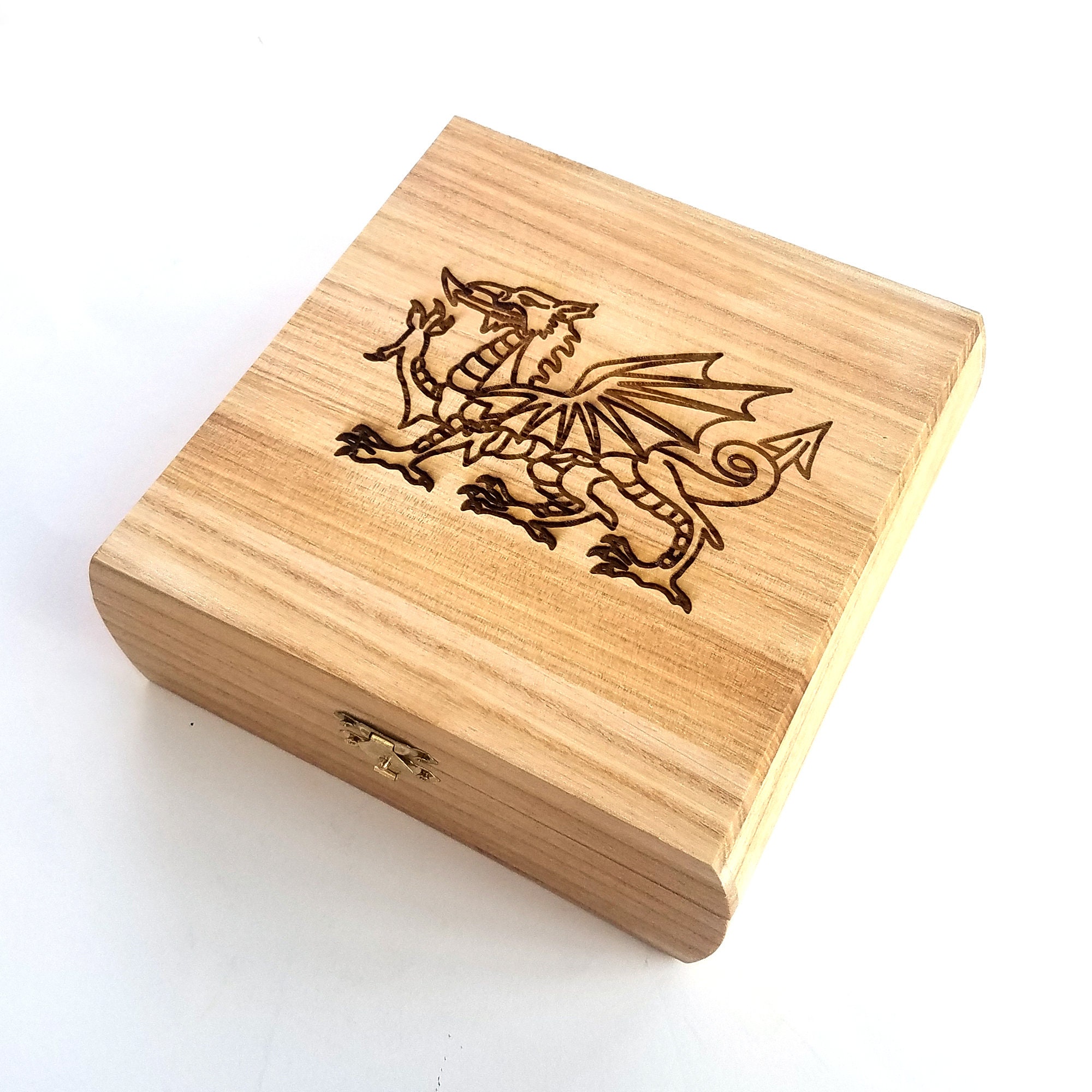 Welsh Dragon Wooden Box: 7.5 x 7.5 x 2.75 | Etsy