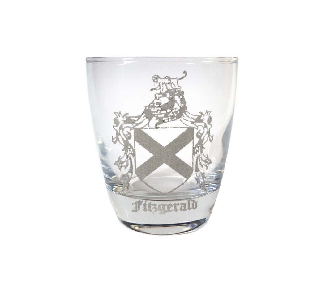 Fitzgerald Irish Family Coat of Arms Clear Lowball Rocks Glass 10oz ...