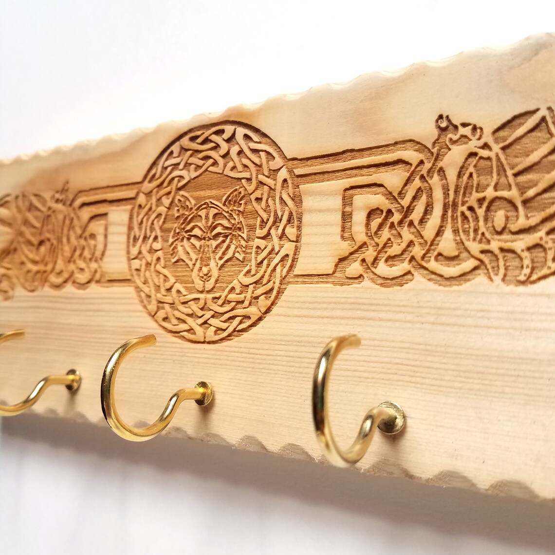 Decorative Celtic Wolf Key Hanger Wooden Wall Mounted Hook - Etsy