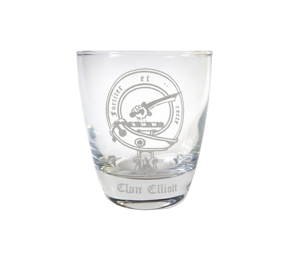 Elliott Scottish Clan Crest Clear Lowball Rocks Glass 10oz - Free ...