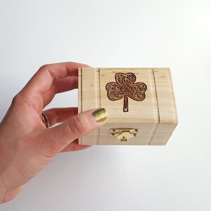Irish Shamrock Small Wooden Box, Free Engraved Personalization - Etsy