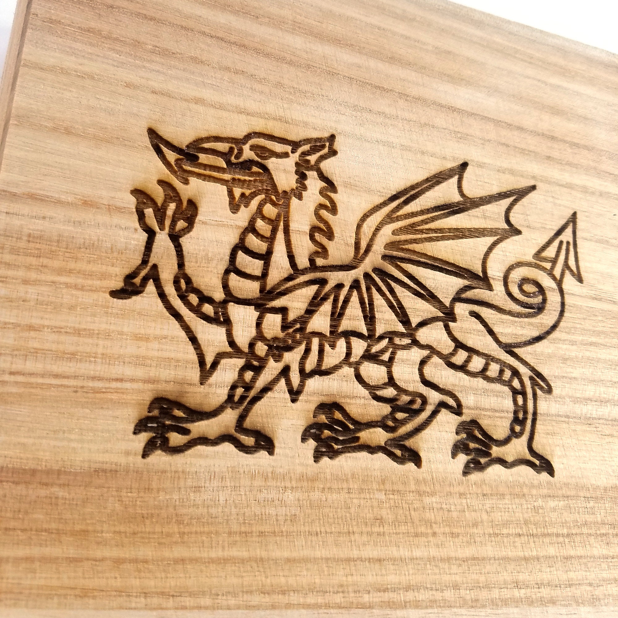 Welsh Dragon Wooden Box: 7.5" X 7.5" X 2.75" Free Custom Engraved ...