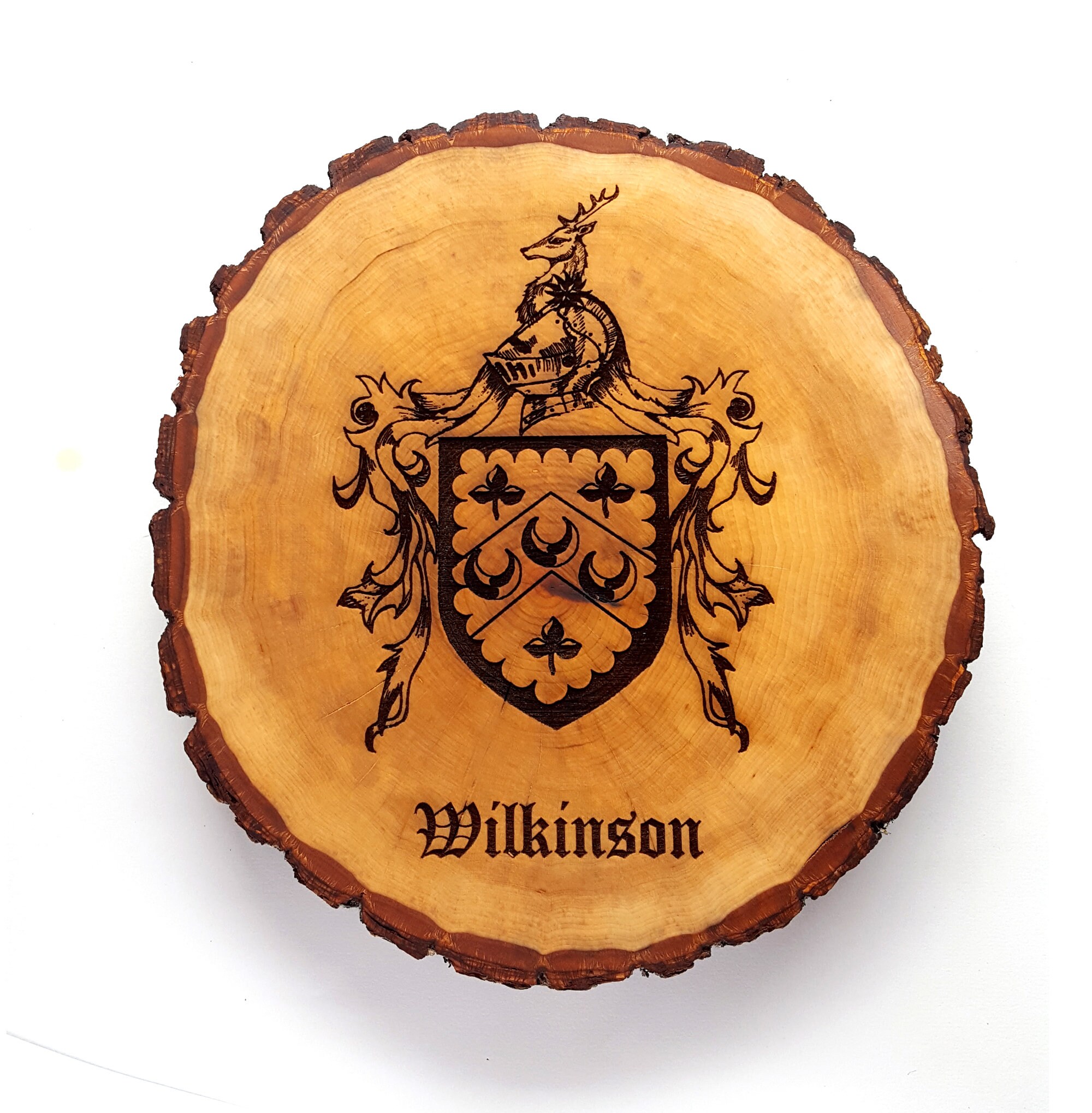 Log Round Custom Family Crest Wall Plaque Large Engraved | Etsy