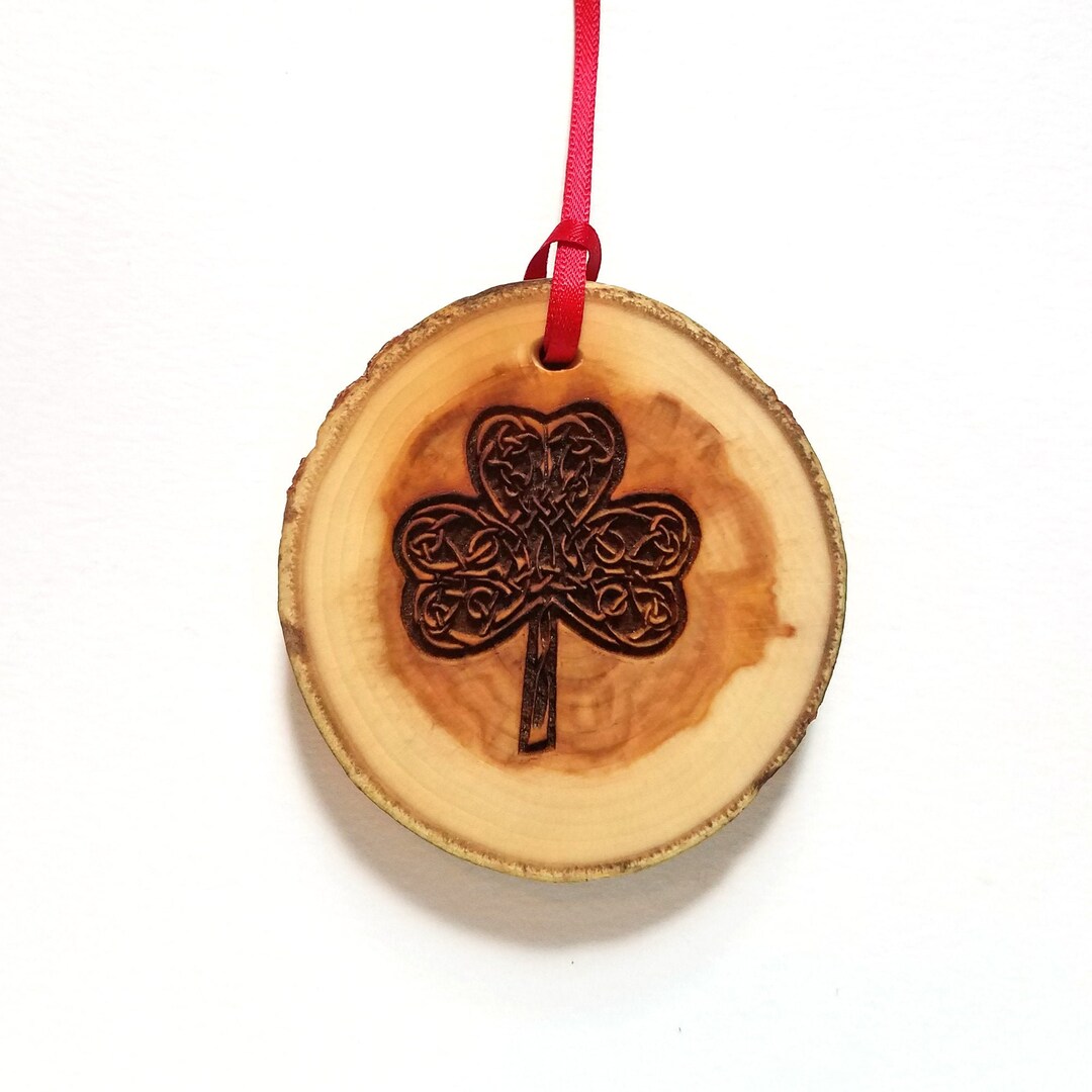 Irish Shamrock Essential Oil Diffuser Ornament, Natural Tree Slice Air ...