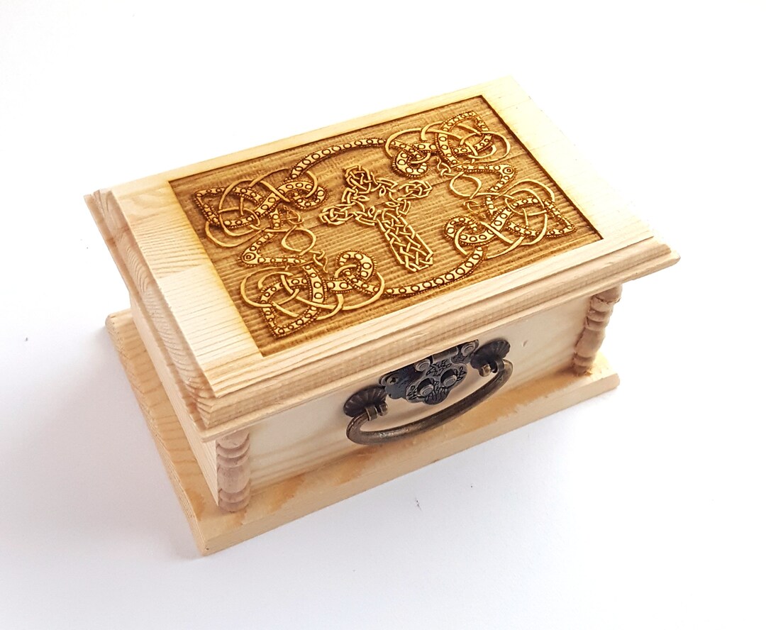 Celtic Cross Latched Wooden Box : Free Engraved Personalization - Etsy