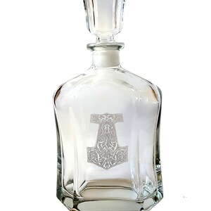 Mjolnir Thor's Hammer Glass Decanter & Rocks Glass Set Free ...