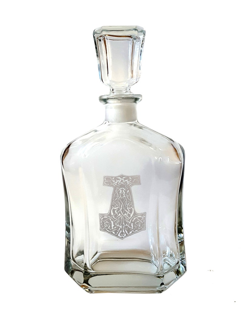Mjolnir Thor's Hammer Glass Decanter & Rocks Glass Set Free ...
