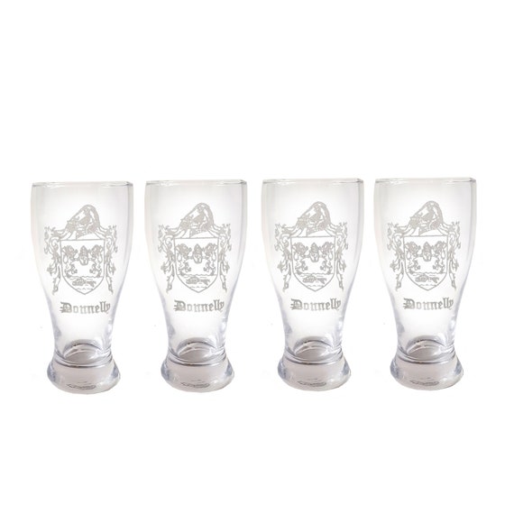 Donnelly Irish Coat of Arms Pint Glass Set of 4- Free Personalized ...