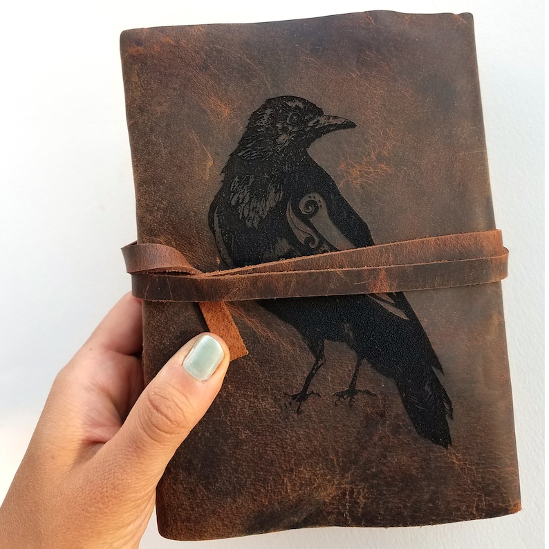 Raven Leather Journal Free Personalization 5 X 7 - Etsy