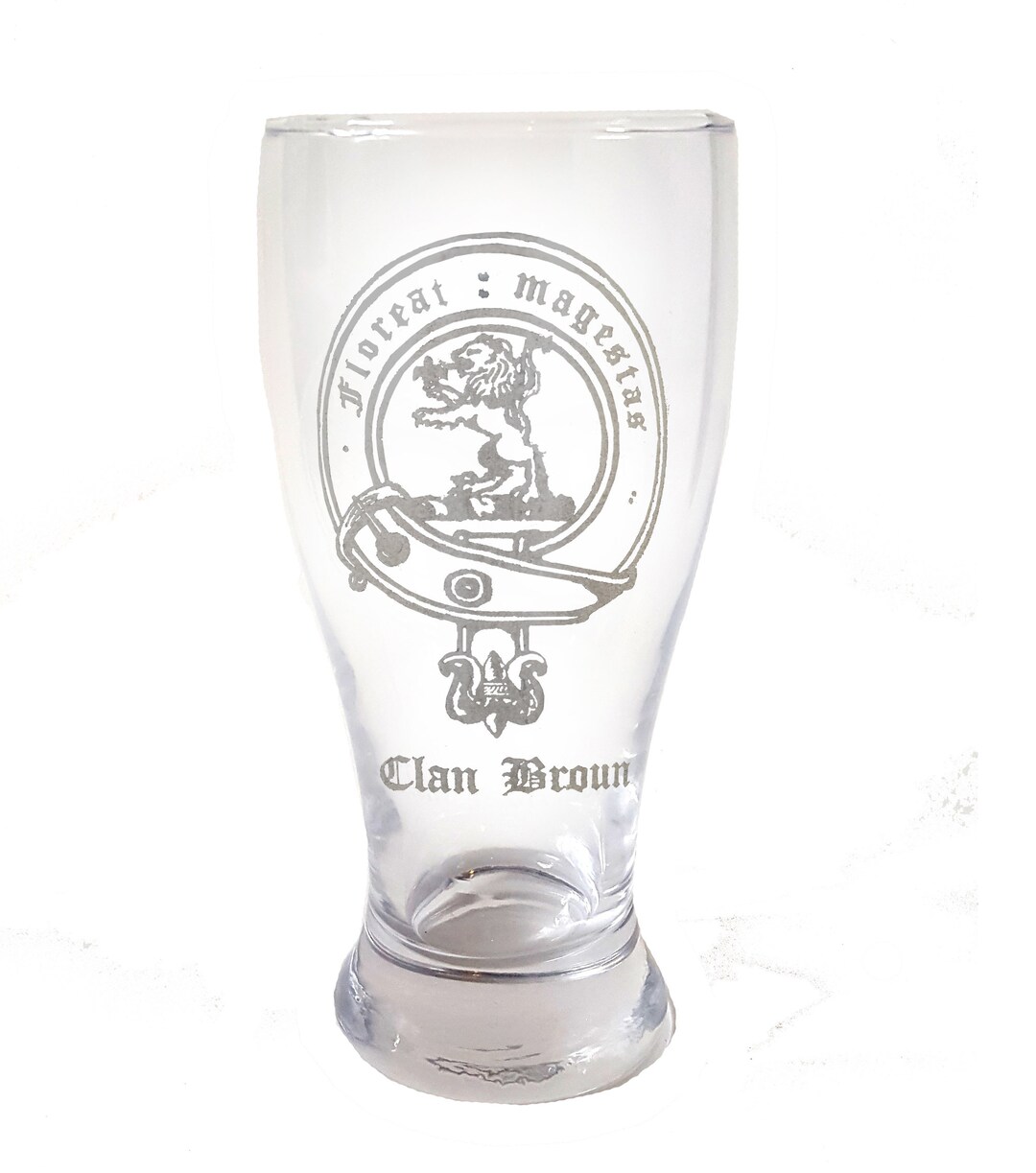 Broun Scottish Clan Crest Pint Glass - Free Personalized Engraving ...