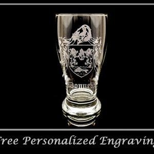 Donnelly Irish Coat of Arms Pint Glass - Free Personalized Engraving ...