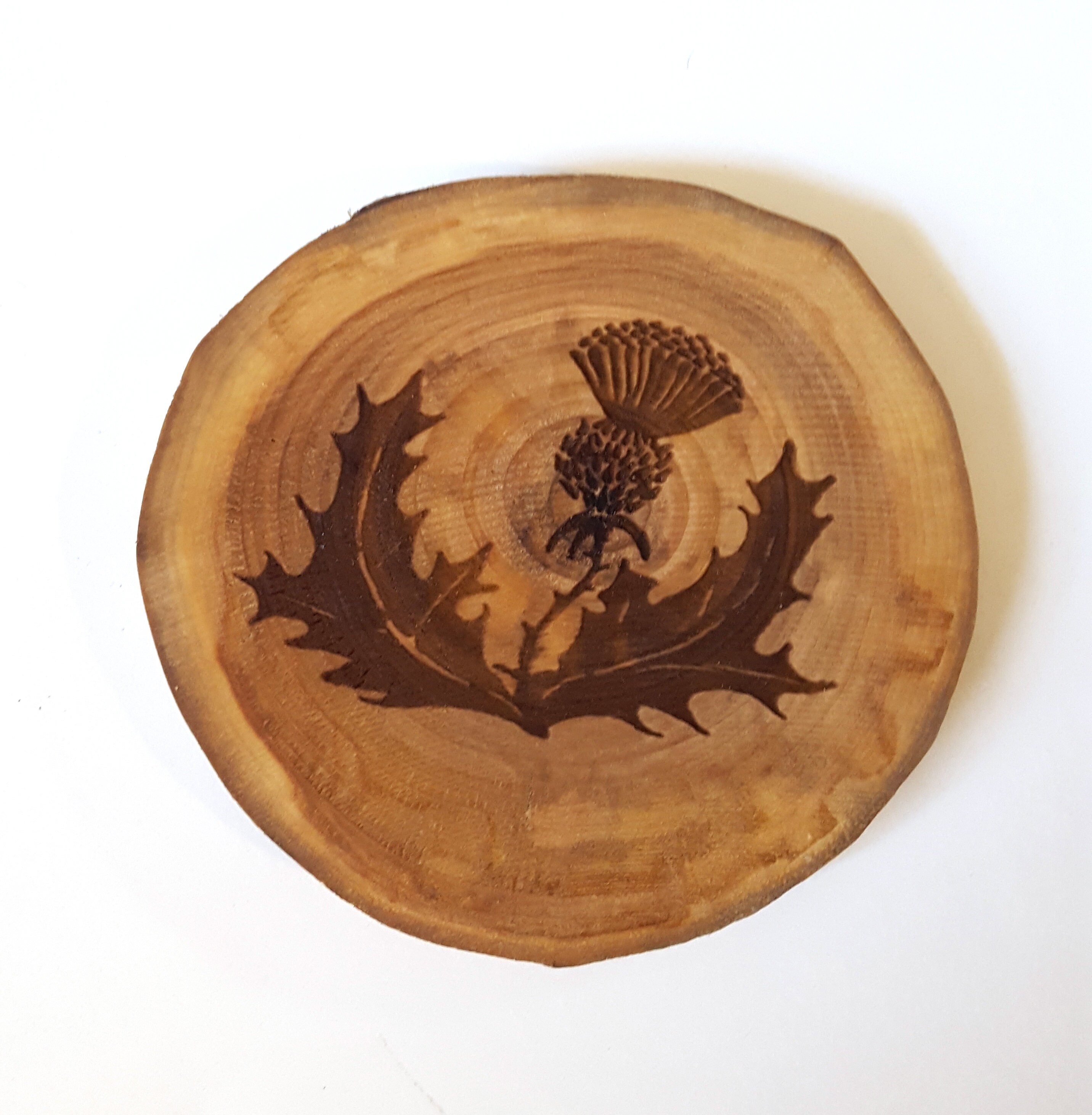 Thistle Coasters set of 4 Natural Wood Slice Engraved Coaster | Etsy