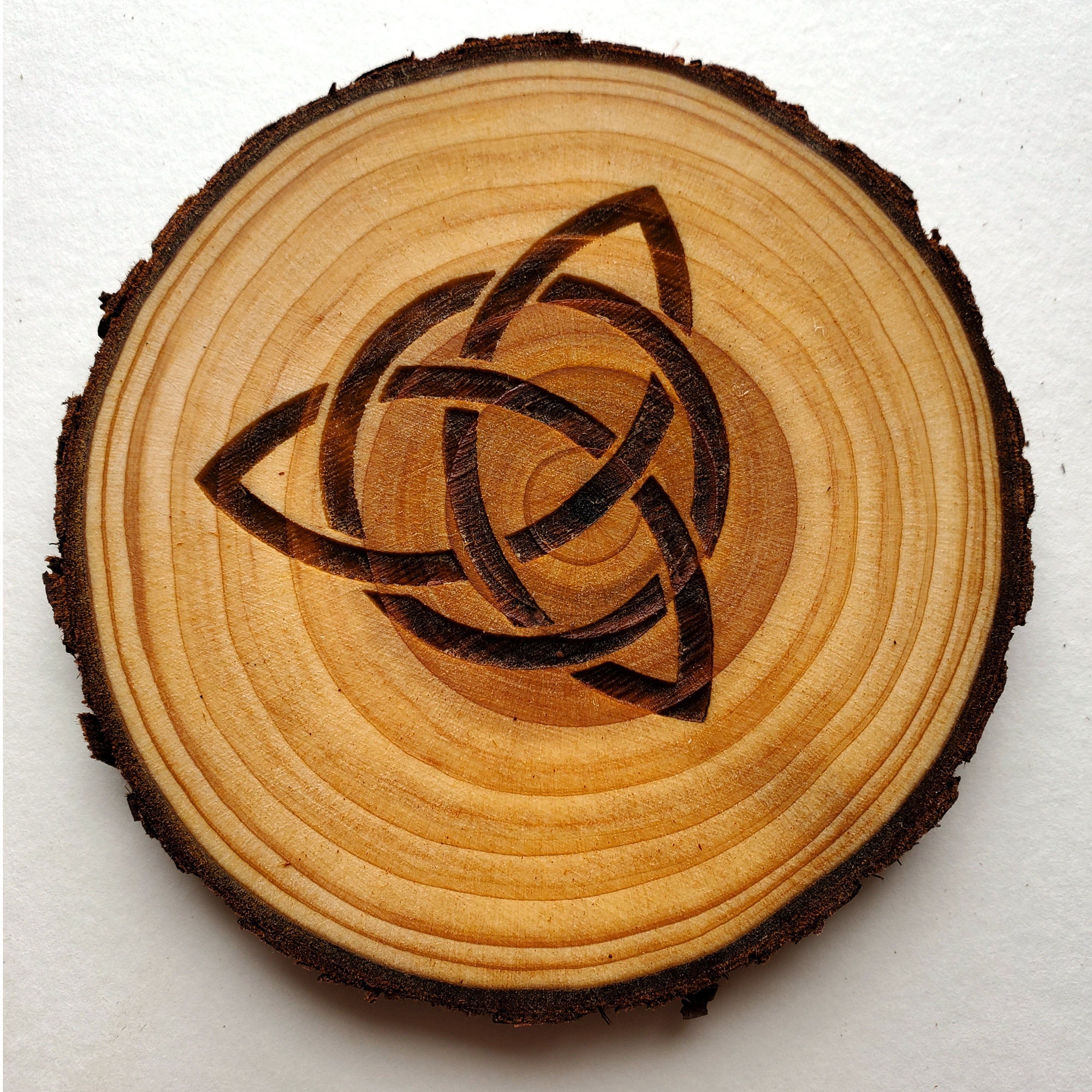 Trinity Knot Natural Wood Slice Coaster Set of 4 Celtic Knot | Etsy